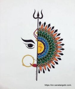 Maa Durga Drawing by Papiya Dey - Sanatan Gurukul, GOLN | English
